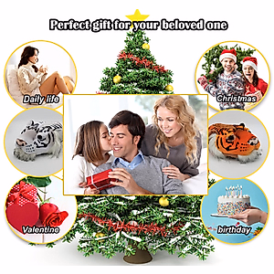 Onmygogo Fuzzy Winter Animal Tiger Slippers for Men Women Adult and Kids, Novelty slippers for Halloween Christmas(7-9, white tiger)