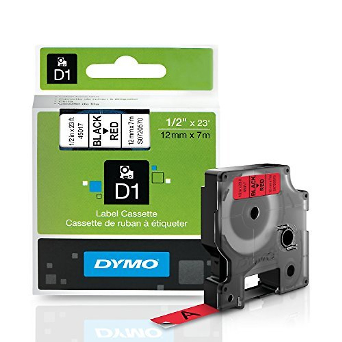 DYMO D1 Black Red 45017 Label Cassette - 1/2'' x 23' by DYMO