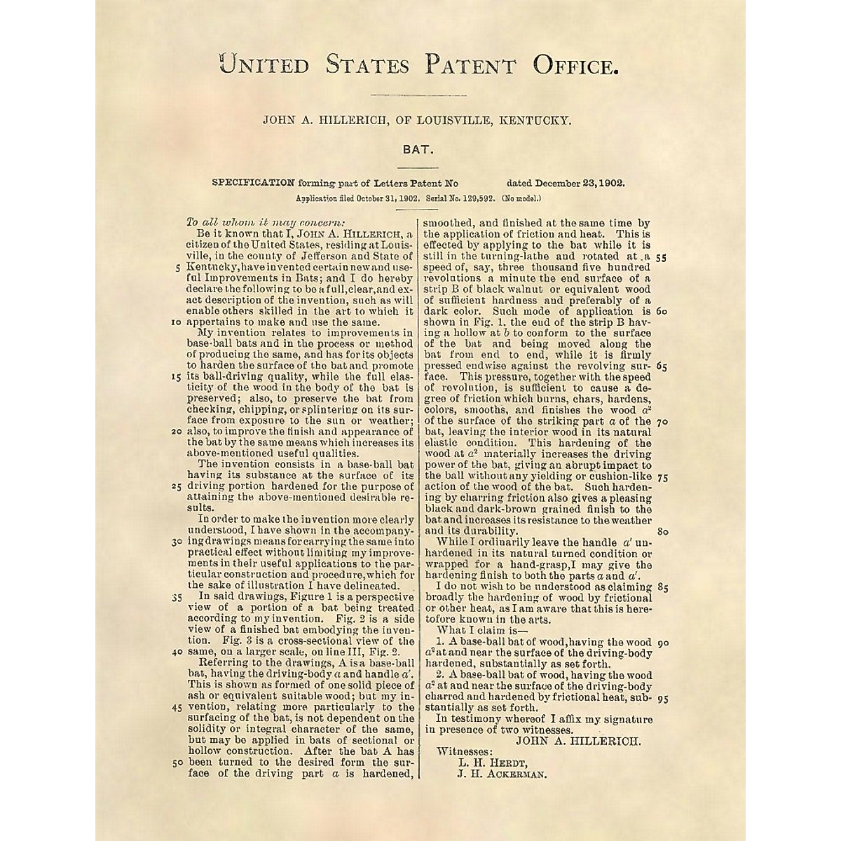 Patent Prints - Louisville Slugger Patent Art - Baseball Wall Art - Patent Art Poster (8.5 x 11) - 73