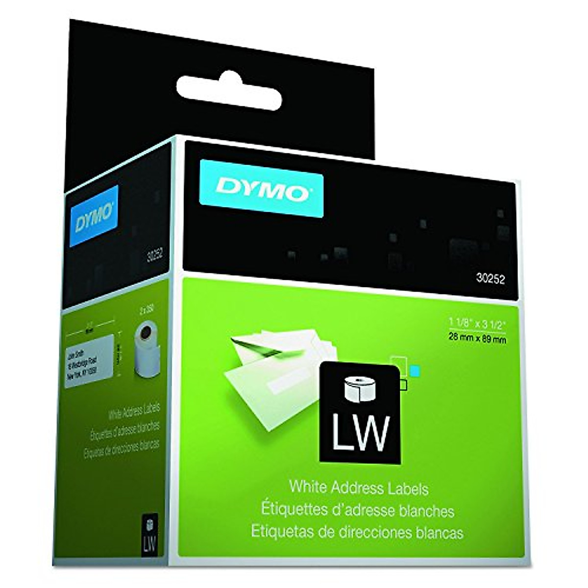 Dymo 30252 Labelwriter Address Labels, 1 1/8 X 3 1/2, White, 350 Labels/Roll, 2 Rolls/Pack