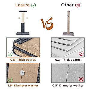 Lesure 29" Tall Cat Scratching Post - Premium Sisal Rope Highly Resistant Carpet Scratching Posts for Indoor Cats Adults, Sturdy Large Cat Scratch Pole with Hanging Ball, Grey(29 inch)