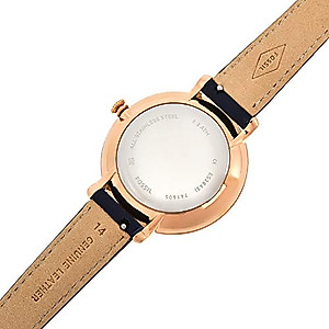 Fossil Women's Jacqueline Quartz Stainless Steel and Leather Watch, Color: Rose Gold, Navy (Model: ES3843)