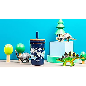 Zak Designs Kelso Toddler Cups For Travel or At Home, 12oz Vacuum Insulated Stainless Steel Sippy Cup With Leak-Proof Design is Perfect For Kids (Zaksaurus)