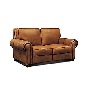 Valencia 100% Top Grain Hand Antiqued Leather Traditional Loveseat