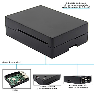 Aluminum Case for Raspberry Pi 3B+/3B, Aluminum Alloy Metal Enclosure with Heatsink Pillar for Raspberry Pi 3 Model B Plus/3B