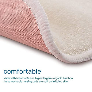 Enovoe Organic Bamboo Nursing Pads with Laundry Bag - Washable, Reusable, and Hypoallergenic Breastfeeding Pads for Ultimate Protection - Contoured, Thin, and Super Soft - Multi Color - Pack of 12