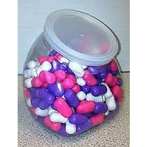 TELL INDUSTRIES 64 oz Flattened Globe Plastic Storage Container with Lid (1) - Reusable & Recyclable - Shatterproof Jars - Clear Plastic Jars for Cookies, Candy, Laundry Detergent Pods
