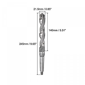 uxcell 21.5mm High-Speed Steel Twist Bit Extra Long Drill Bit with MT2 Morse Taper Shank, 240mm Overall Length
