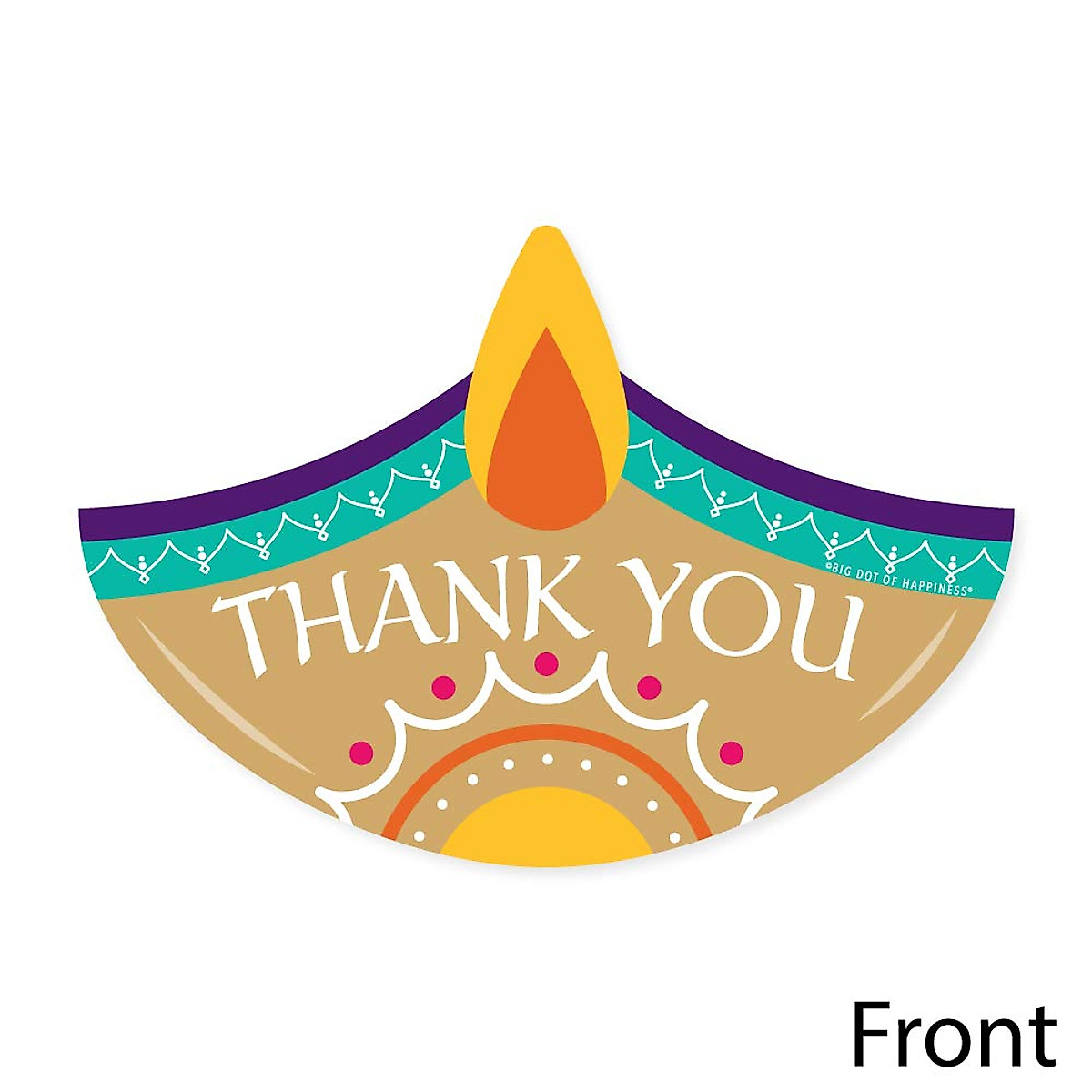 Big Dot of Happiness Happy Diwali - Shaped Thank You Cards - Festival of Lights Party Thank You Note Cards with Envelopes - Set of 12