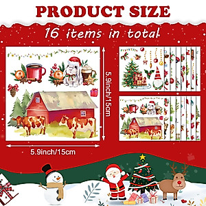 16 Sheets Christmas Rub on Transfers for Crafts and Furniture Rub on Transfers Stickers Xmas Farmhouse Reindeer Stickers Rub on Decals for Home Party Favor Wood DIY Craft, 5.9 x 5.9 Inch