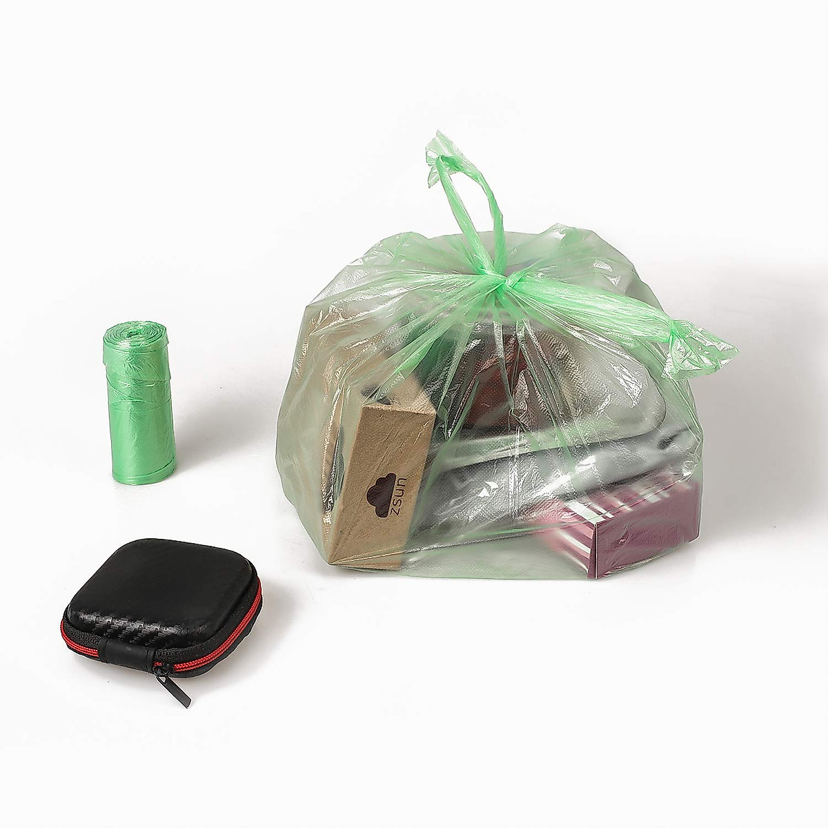 AMAZECO Mini Countertop Brushed Can Stainless Steel Swing Lid Trash Can Set, Come with Trash Bag, 1.5 L / 0.40 Gal Silver Color