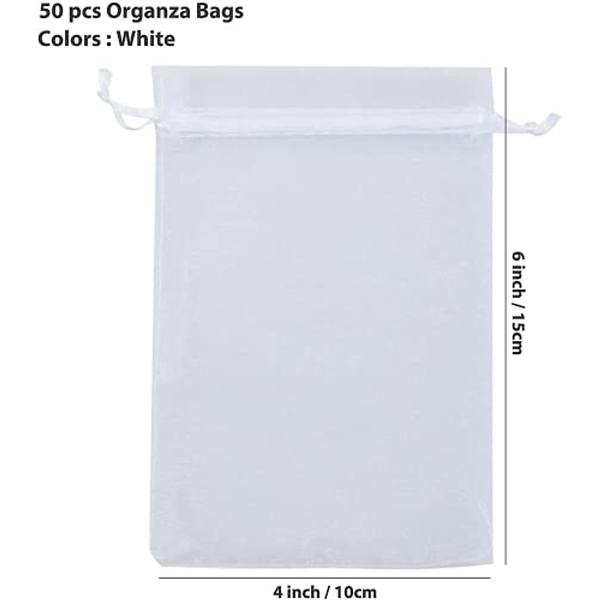 50 Pack Organza Bags, 4 x 6 inch Small Bags, Favor Bags, Sheer Mesh Bags, Premium Black Gift Bags with Drawstring, Packaging for Small Business, Jewelry Bags Packaging Bags for Wedding Party Christmas