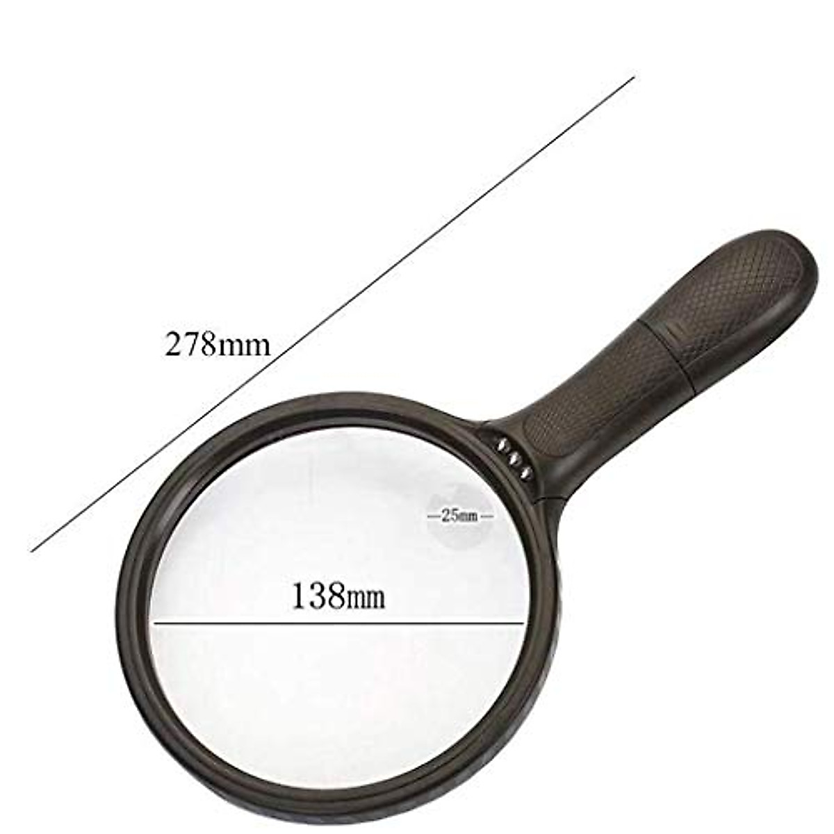 ZHYH Hand-held Magnifier, Handheld Magnifier Reading Magnifying Glass Lens Jewelry Loupe Black