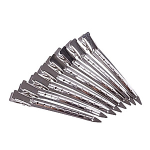24 Pcs 3.54 Inches Duck Billed Hair Clips Silver Hair Clips with Holes Metal Alligator Hair Clips for Hair Extensions