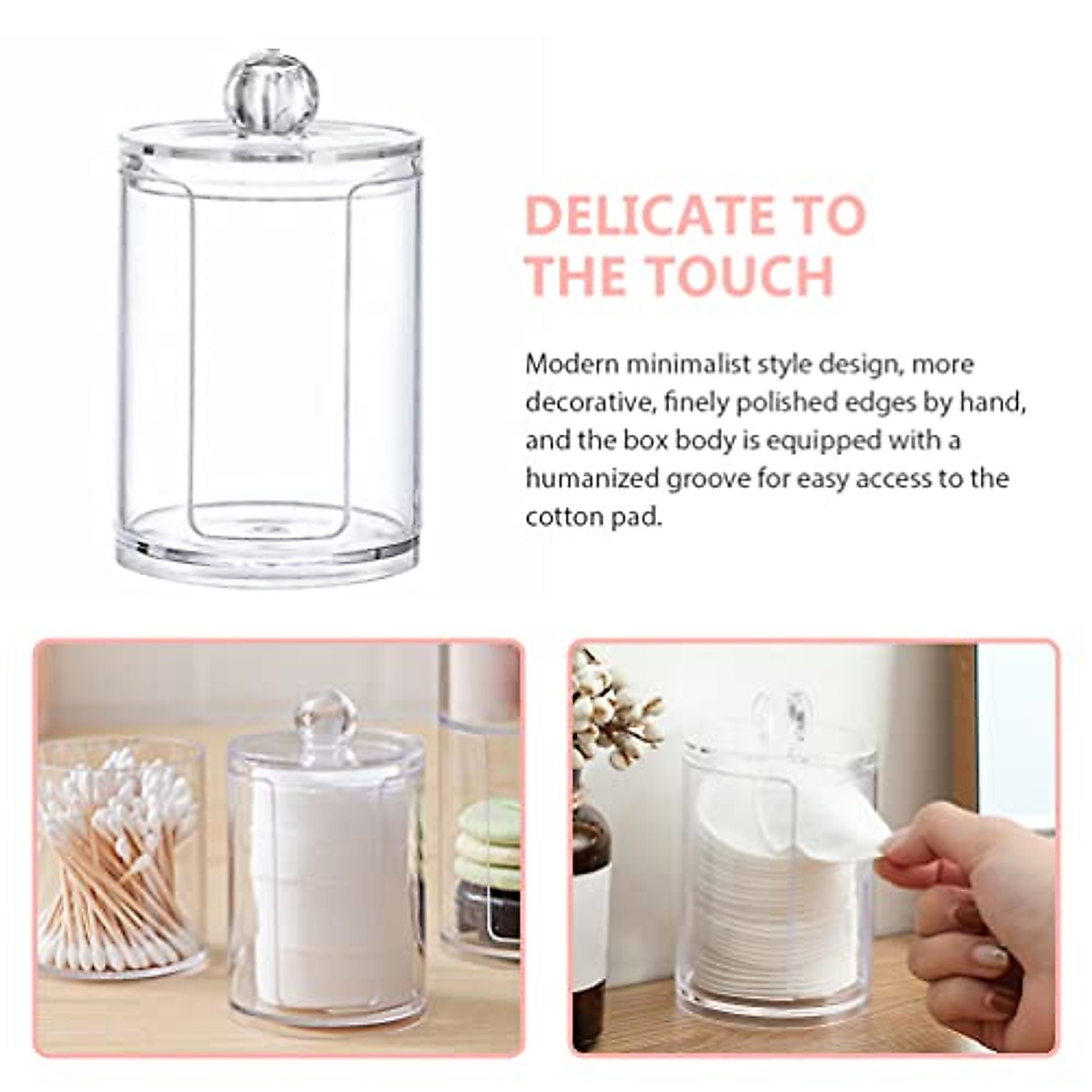 FOMIYES Cotton Bud Holder Jewelry Stand Cotton Pads Holder Cotton Balls Swab Holder Container with Lid Makeup Removers Pad Container for Nail Polish Makeup Removers Pad Jewelry Holder