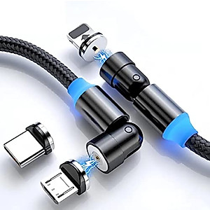 Import Cables 3-in-1 USB Magnetic Charging Cable (Black, 2 Meter)