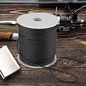 Demeras Fish Line, Wear Resistant 50meter/164ft 16 Strand Fishing Line for Wreck Cave Diving(Black)