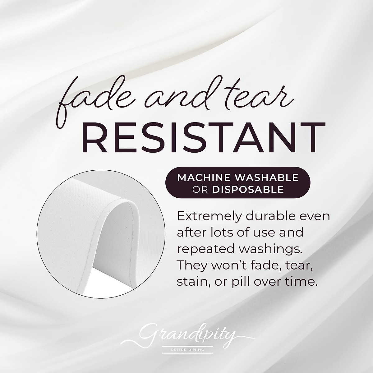 Grandipity Rectangle Tablecloth (White Tablecloths 60" x 102") - Polyester Tablecloth - Stain & Wrinkle Resistant Washable Polyester Tablecloths Decorative Cloth Table Cover (1 Pack)