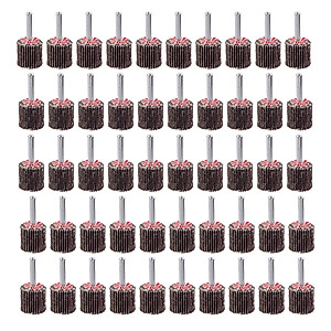 Mixiflor 50 Pack Abrasive Flap Wheel Sande,1" x 1" x 1/4" Shank Mounted Flap Wheels,80 Grit Aluminum Oxide for Remove Rust and Weld Burr,1/4 Shank Fits All Drills