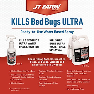 JT Eaton 218-W1G Kills Bed Bugs ULTRA Spray, Water-Based Insecticide, Long-Lasting Protection for Bedbugs, Roaches, Ants, and Dust Mites, 1 Gallon with Sprayer
