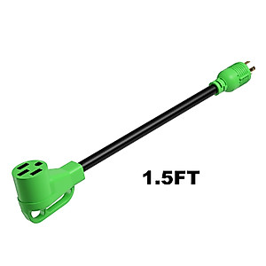 oviitech NEMA L14-30P to 14-50R Generator Transfer Switch Adapter Cord，250V, SJTW 10AWG*3C,30Amp Male to 50Amp Female Generator Welder Dryer RV Adapter Cord, 1.5FT,Green