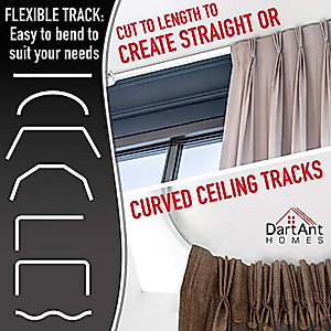 DartAnt - Heavy Duty Flexible Curtain Track 10ft (3.05m) Ceiling Mount Room Divider Track, Curved Rods for shower Curtains, RV Camper curtain privacy