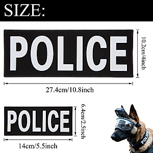 Police Patch 2 Pack Reflective Police Patch Hook and Loop Durable Fabric Police Patch with Reflective Printed Letters for Officer Guard Custom Uniforms Vest, Jacket, Carrier, 1 Small and 1 Large