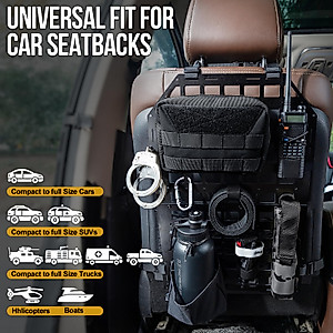 OneTigris Molle Seat Back Organizer, Tactical Rigid MOLLE Car Panel, Fiberglass Universal Car Seat Cover Back Seat Organizer for Vehicles Trucks Cars Mount Rack for Modular Storage & Display