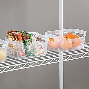 Sterilite 9.5 x 6.5 x 4 Inch Small Open Scoop Front Clear Storage Bin with Comfortable Carry Through Handles for Household Organization (16 Pack)