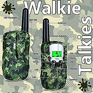 Tepsmigo Walkie Talkie for Kids, Toys for 3 4 5 6 7 8 9 10 Year Old Boys Girls, 2Pack Kids Walkie Talkies - 22+99 Channels and Backlit LCD Flashlight, 3 Miles Range for Outside, Camping, Hiking