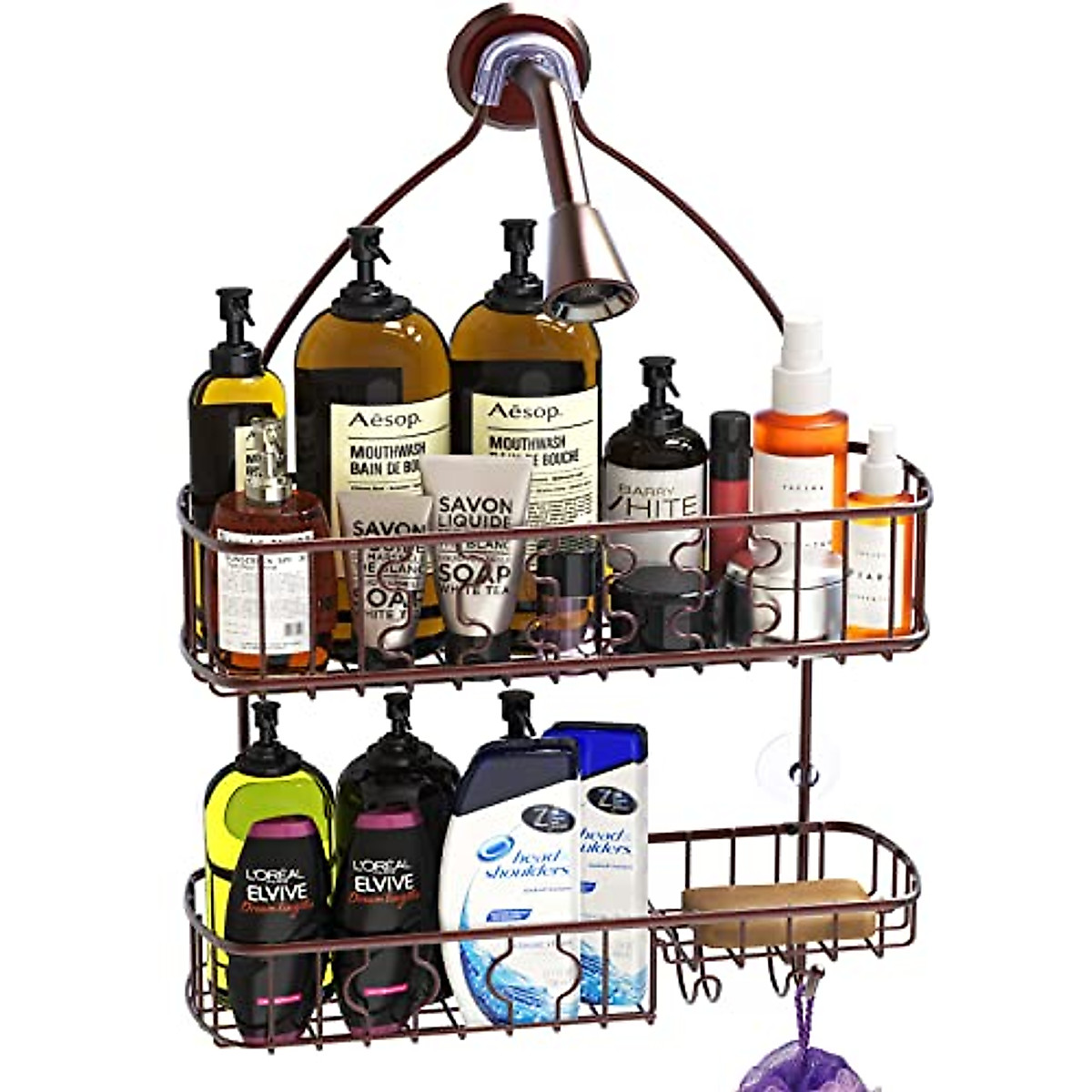 Simple Houseware Bathroom Hanging Shower Head Caddy Organizer, Bronze (26 x 16 x 5.5 inches)