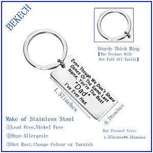 BEKECH Stepdad Gifts Step Dad Keychain from Stepdaughter Stepson Step Father Key Chain Idea Dad Birthday Gift Father-in-Law Gifts