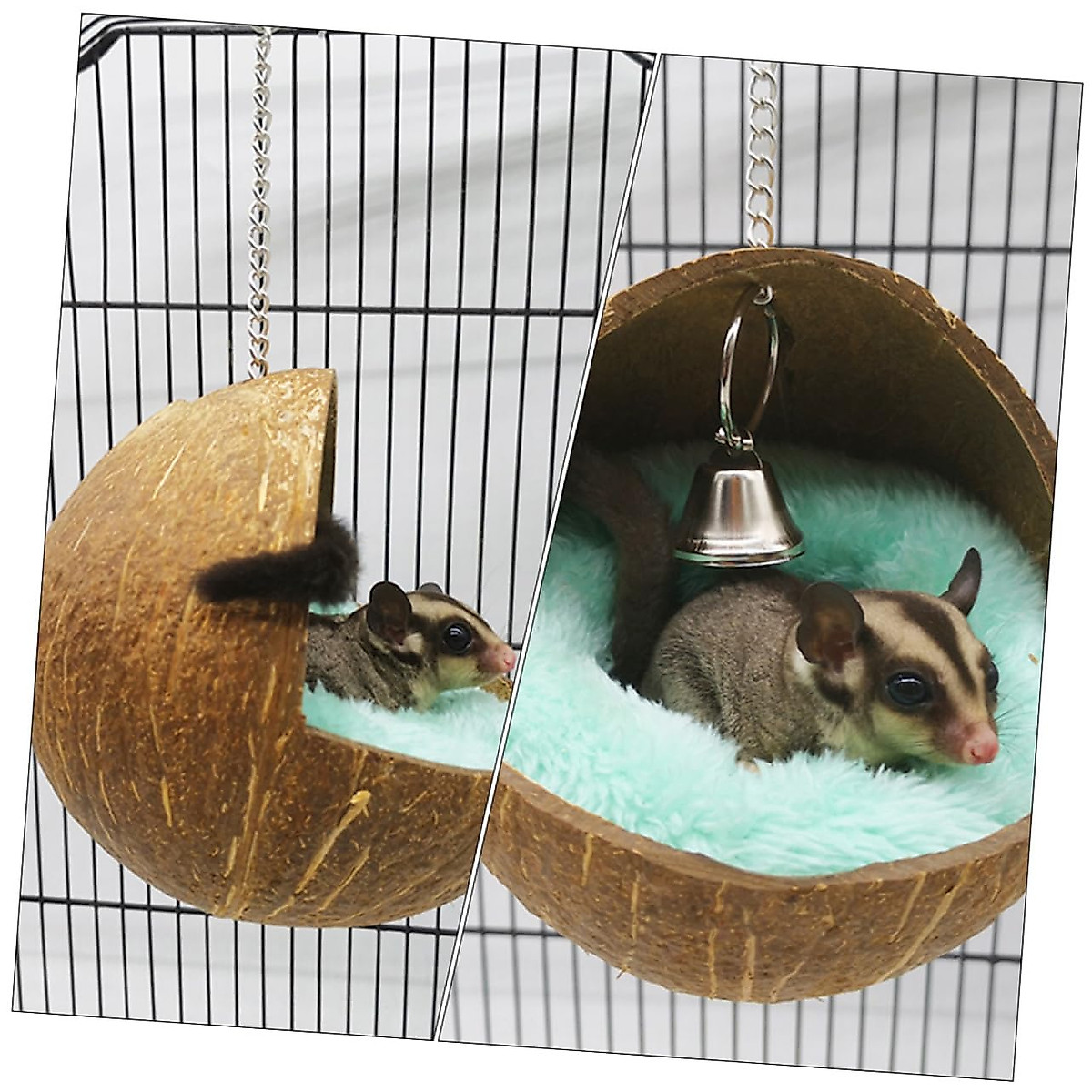 FUOYLOO Parrot Toys Parrot Hut House Shell Bird House Hamster Winter Warm Cage Bird Playground Winter Pet Chinchilla Bed Wood Toys Hanging Parrot House Coconut Shell Natural Bird Supplies