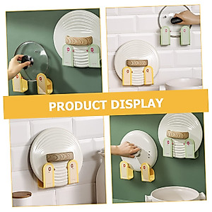 Cabilock 3 Pairs Nailless Pot Lid Holder Wall Pot Lid Organizer Cabinet Pans Organizer Rack Dish Drying Rack Pan Lid Shelves Brackets Cutting Board Organizer Abs Chopping Board Cover Frame