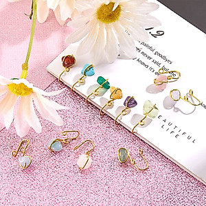 MTLEE 12 Pieces Crystal Stone Nose Cuff Rings African Nose Cuff Fake Nose Rings Adjustball Non Piercing African Rings for Women Men