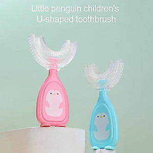 XUANQI 4Pcs U Shaped Kids Toothbrushes Age 2-6 & 6-12 Toddler U Shaped Toothbrush 360 Kids Full Mouth Toothbrush Large Head Toothbrush, Blue + Green + Pink + Yellow (XUANQI-f546457)