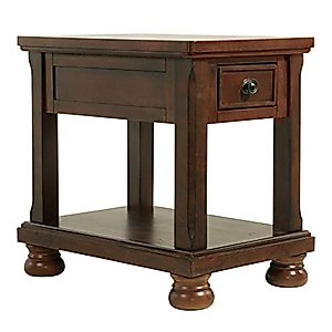 Signature Design by Ashley Porter Traditional Hand-Finished Rectangular Chair Side End Table, Dark Brown