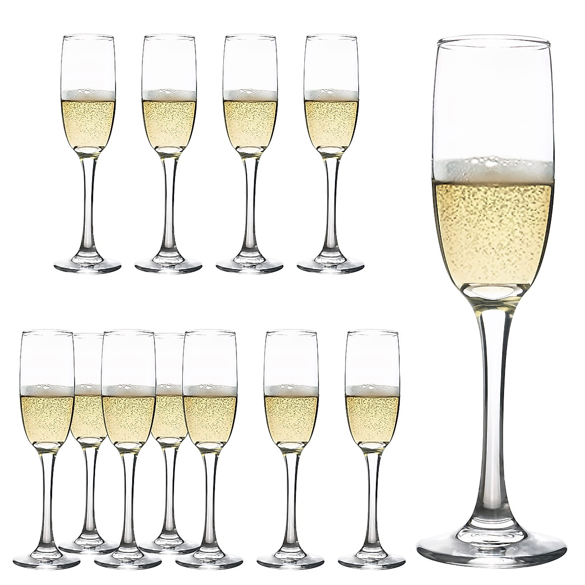 YARYOUNG Champagne Flute Glasses Set of 12, 6 Oz Classic Champagne Glass Set for Wedding, Birthday, Anniversary, Party
