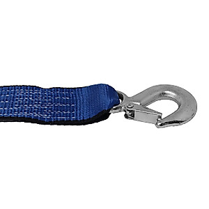 CustomTieDowns 2 Inch x 16 Foot Heavy Duty Replacement Winch Strap, Boat Hook On One End, 1 Inch Loop On Opposite End for Attachment to Winch. (Blue)