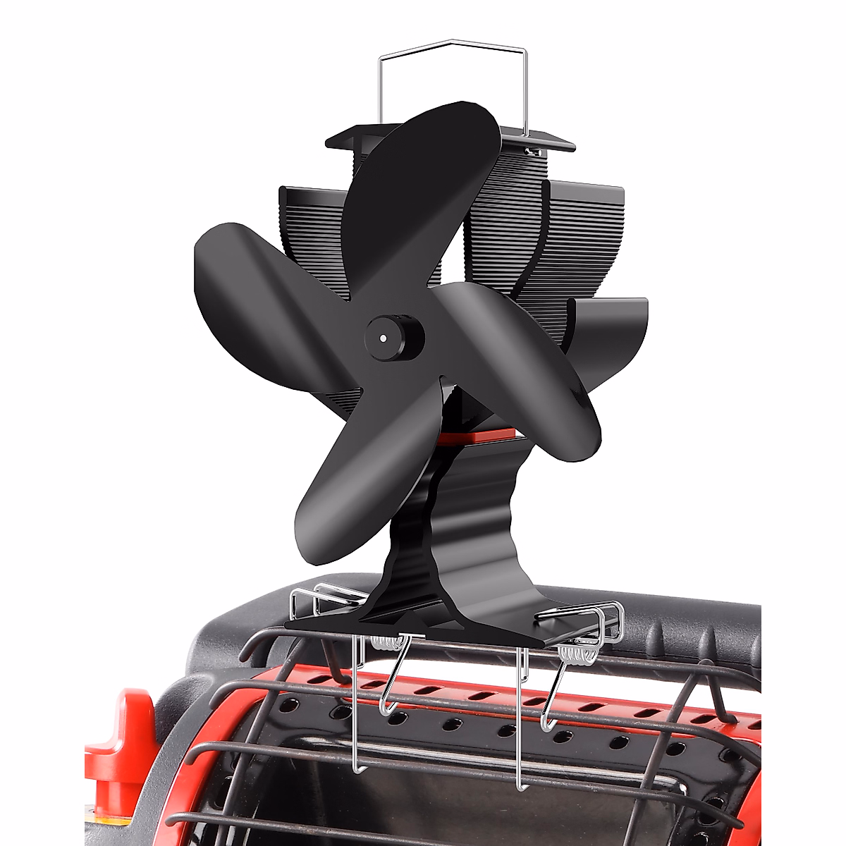 Signstek Stove Fan for Buddy and Mr Heater, Heat Powered Fireplace Accessory, Wood Burning Stove Fan with Bracket - Non Electric for Camping, Outdoor and Indoor Use - 4 Blades