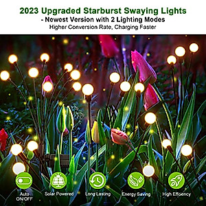 LETMY Solar Garden Lights - New Upgraded Solar Swaying Light, 8LED Starburst Solar Outdoor Lights, Solar Firefly Lights Outdoor Waterproof Solar Garden Decorative Lights for Yard Patio Pathway, 4 Pack