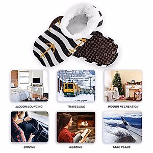 Indoor Slippers for Women Men Nautical Sea Anchor Stripe House Slipper Socks with Grippers Non-Slip Fuzzy Feet Slippers Winter Warm Flip Flop (Men 11-12)