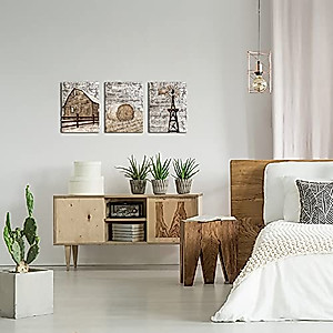 SiMiWOW Windmill Wall Decor Country Farmhouse Wall Art Barn Corn Field Windmill Painting Framed Canvas Prints Ready to Hang