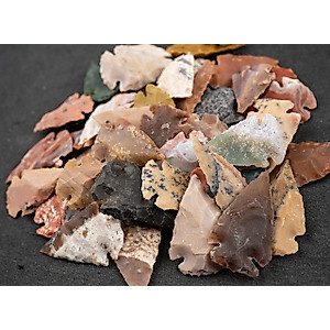 KVK Crystals Lot of 50 Indian Arrowheads Agate Chert Flint New Project Points 1 1/2" L