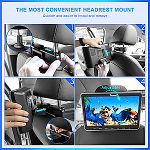 NAVISKAUTO 10.1" Headrest DVD Players with HDMI Input 2 Headphones Mounting Brackets, Support Sync Screen, Last Memory, Region Free, USB/SD Card (2 Car DVD Players)