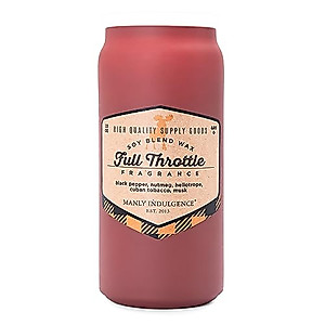 Manly Indulgence Full Throttle Scented Jar Candle for Men, Adventure Collection, Red, 15 oz - Up to 60 Hours Burn, Soy Blend Wax, USA Poured