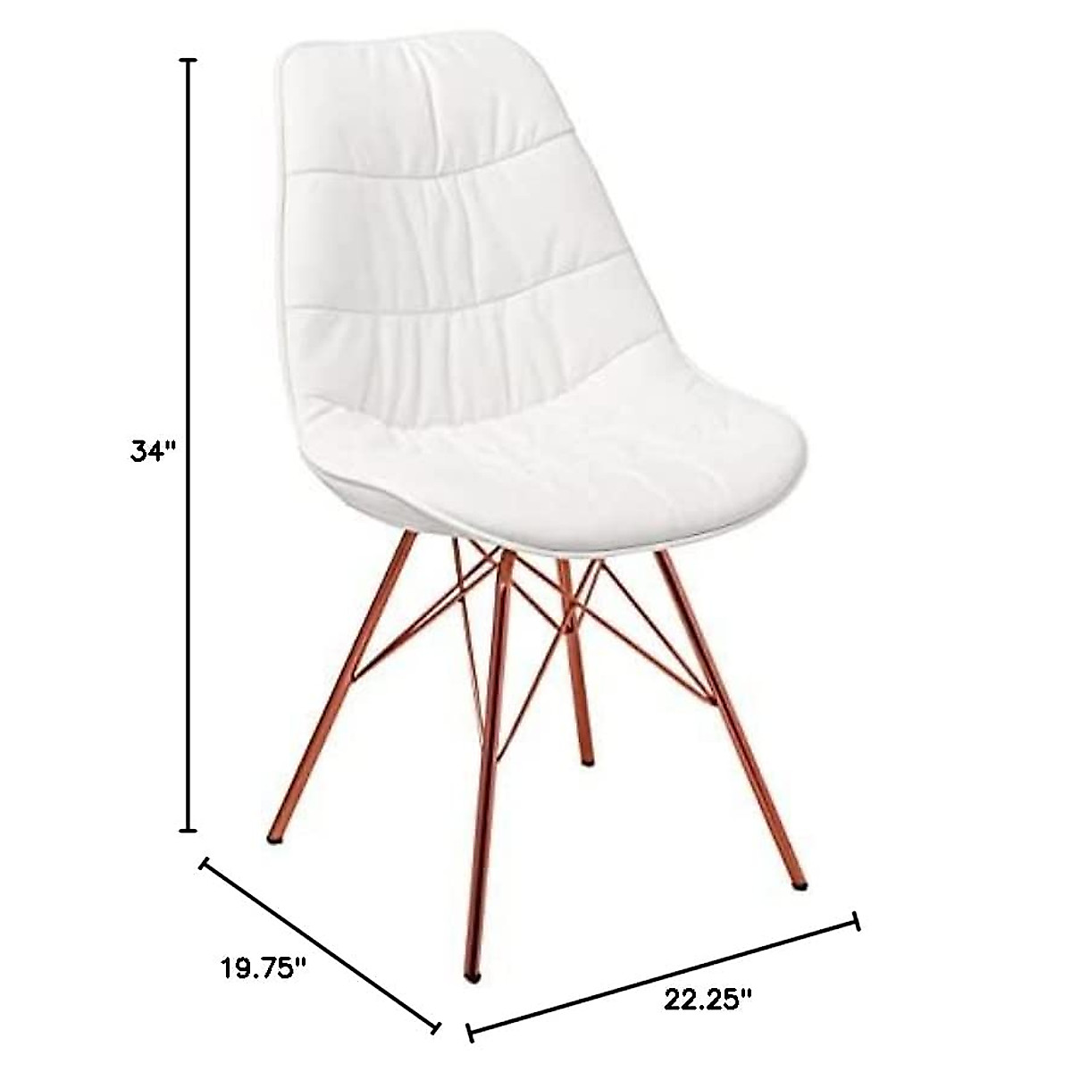 OSP Home Furnishings Langdon Faux Leather Task Chair with Rose Gold Base, White