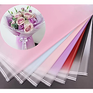 21 Sheets/7 Colors Flower Wrapping Paper,Florist Bouquet Supplies,DIY Crafts,Gift Packaging or Gift Box Packaging, Wraps Waterproof Floral Wrapping Paper 22.8*22.8Inch (Milan paper Gradient color translucent )