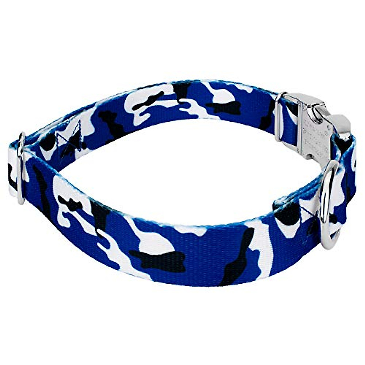 Country Brook Petz - Premium Royal Blue and White Camo Dog Collar and Leash - Sports and Athletics Collection with 15 Spirited Designs (5/8 Inch, Small)