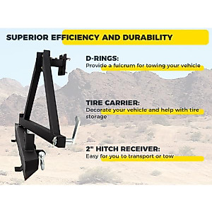 KUAFU Rear Bumper W/Tire Carrier Compatible with 1987-1996 Jeep Wrangler YJ 1997-2006 TJ 2003-2006 LJ w/D-Rings 2 packages